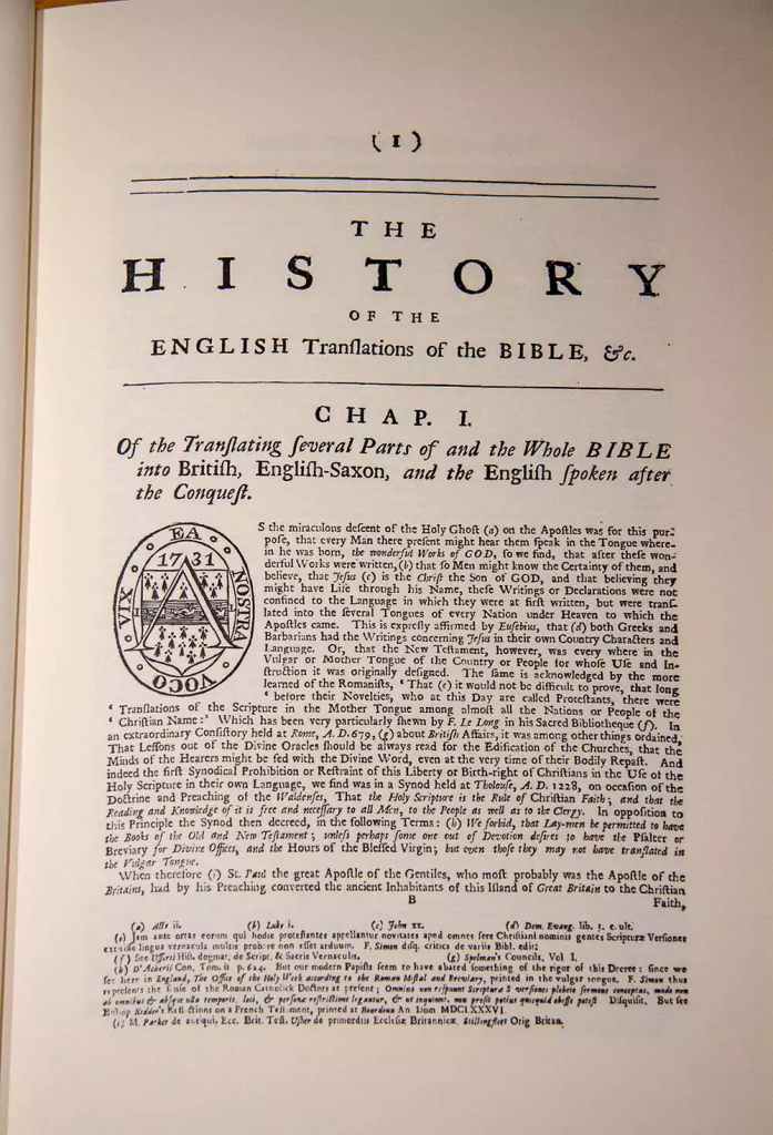1378 Wycliffe NT: First Printed Edition (1731) | GreatSite.com